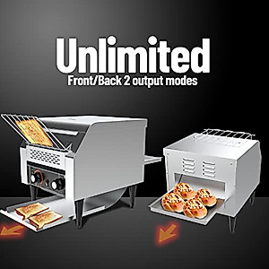 PYY Commercial Toaster 300 Slices/Hour Conveyor Restaurant Toaster for Bun Bagel Bread Heavy Duty Stainless Steel Conveyor Toaster