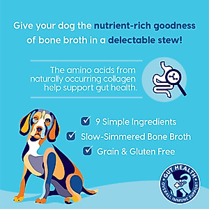 Solid Gold Bone Broth Stew - Dog Food Topper & Dog Treat Rich in Natural Collagen for Gut Health - Grain Free Formula Packed with Protein & Hearty Vegetables - Great for Picky Eaters - 6 Pack