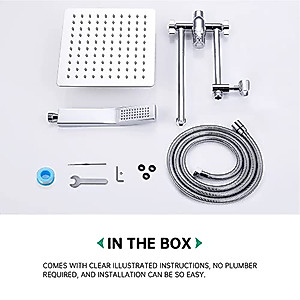 V-Frankness All Metal Dual Shower Head with Handheld Combo, 8 Inches Rain Shower Head Contains Diverter with Adjustable Shower Arm and Holder, and 70 Inches Extra Long Stainless Steel Hose (Chrome)