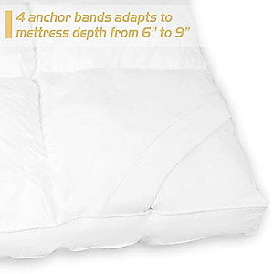 ZENY Mattress Topper Queen Size Overfilled Down Alternative Fiber Deep Fits 6'' - 21'', Cotton Top Pillow Top Plush Durable Premium Hotel Quality