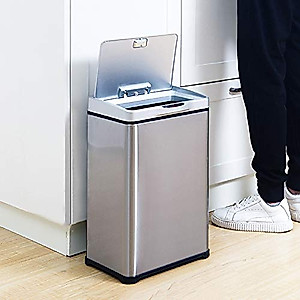 Slim Smart Trash Can Simple Induction Trash Can Household Trash Bin with Lid Smart Living Room Kitchen Large Capacity Trash Can (Silver/Gold) Bathroom Trash Can (Capacity : 22L, Color : Gold)