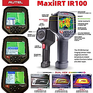 Autel MaxiIRT IR100 Thermal Imaging Camera Auto-Focus for Instant Thermal Imaging Dual Camera Overlay Feature Adjustable Emissivity Five Color Palettes Wi-Fi Image Transfer to PC or Mobile Device