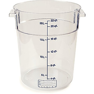 Carlisle FoodService Products Storplus Round Food Storage Container with Stackable Design for Catering, Buffets, Restaurants, Polycarbonate (Pc), 22 Quart, Clear