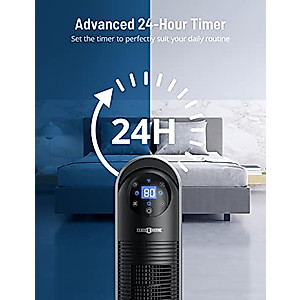 PARIS RHÔNE 44'' Tower Fan, Oscillating Cooling Fan with Remote, 12 Speeds, 24H Timer, LED Display, 24dB Quiet Bladeless Fan, Portable Floor Fan for Bedroom, Living Room, Home Office
