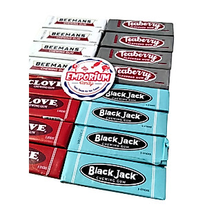 Beemans Black Jack Clove Teaberry Chewing Gum 4 Packs of Each Old Time Assortment Gum