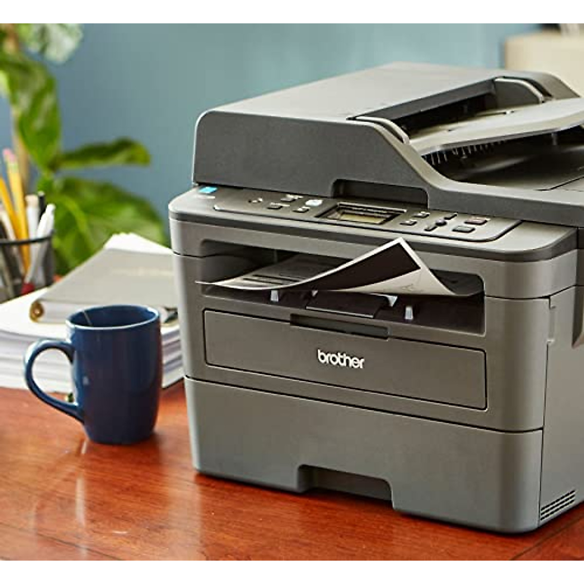 Brother DCP-L25 Series Monochrome All-in-One Laser Printer for Home Office, Print, Scan, Copy, Wireless, 2400 x 600 dpi, 36 ppm, Automatic Duplex Printing, Bundle with MTC Printer Cable
