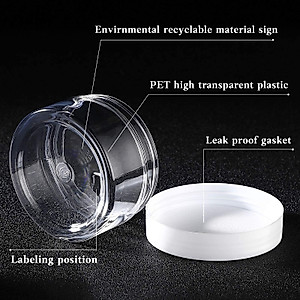 4 Pieces Round Clear Wide-mouth Leak Proof Plastic Container Jars with Lids for Travel Storage Makeup Beauty Products Face Creams Oils Salves Ointments DIY Making or Others (White, 4 Ounce)