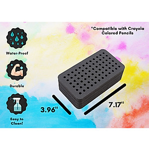 Polar Whale Colored Pencil Desk Stand Organizer Compatible with Crayola and Others Design Storage Tray Supply Non-Scratch Non-Rattle Washable Durable Black Foam Holds 72