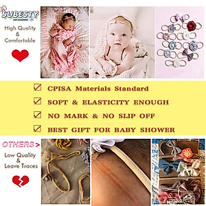 Subesty Baby Girls Nylon Elastic Headband Soft Flower Hair Band For Toddler Infant Newborn Set Of 10