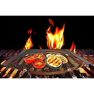 Skywin Mesh Grill Bags 11 x 9 inches - Non Stick Temperature Resistant PTFE Reusable Mesh Barbecue Pouches for Easy BBQ Grilling of Onions Peppers Vegetables Shrimp and More (4 Bags)