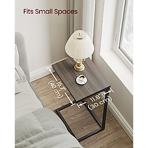 VASAGLE C-Shaped End Table, Side Table for Sofa, Couch Table with Metal Frame, Small TV Tray Table for Living Room, Bedroom, Chestnut Brown and Black