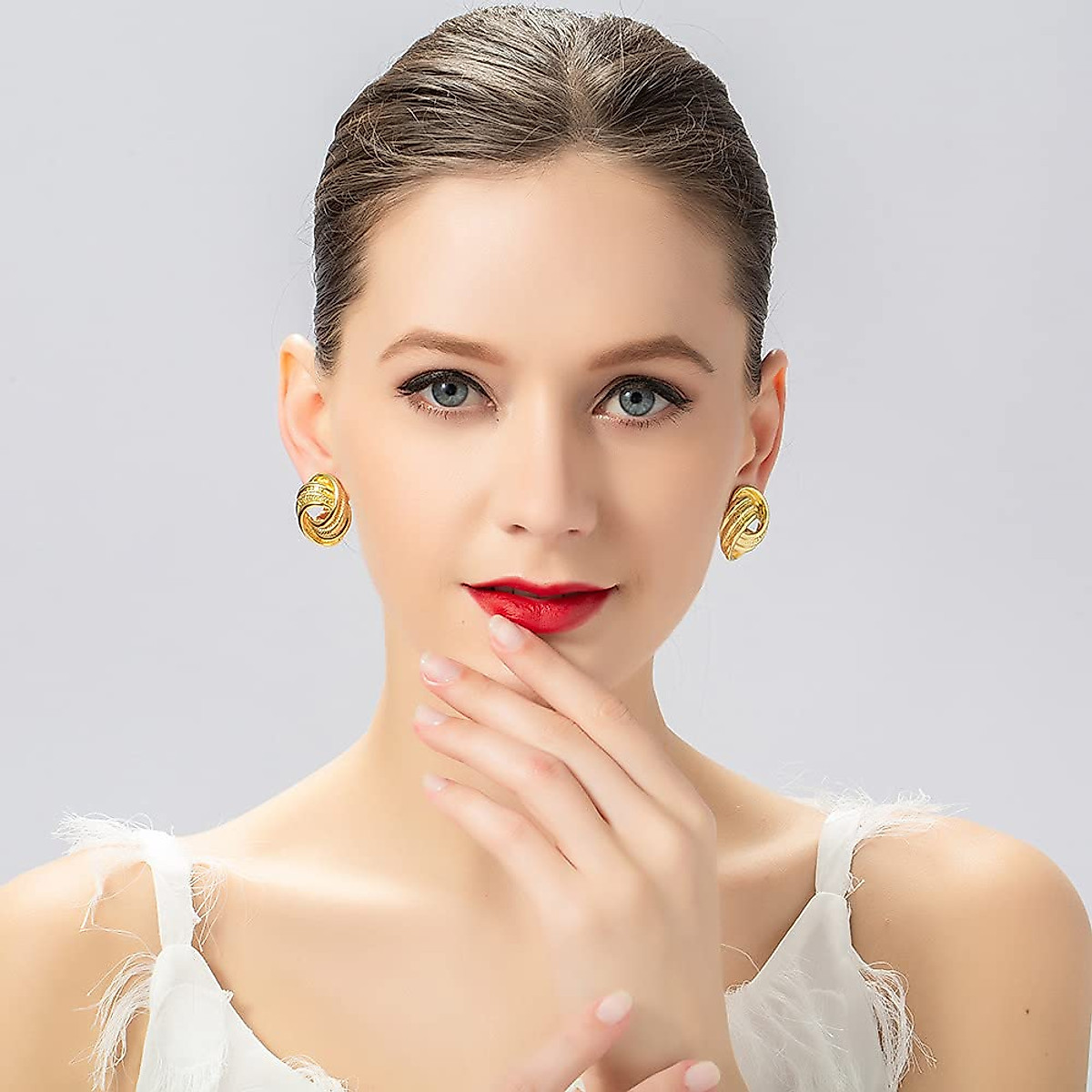 Gold Love Knot Clip On Earrings for Women, Fashion Clip On Earring No Pierced Earring