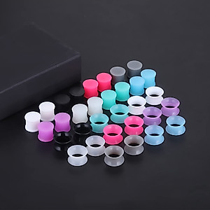 Jusway Silicone Ear Plugs Gauge Stretching Kit Ear Stretchers Lobe Ear Piercings 1/2 Gauges (32PCS)