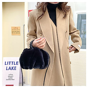 Plush Shoulder Bag Y2K Fluffy Furry Warm Aesthetic Tote Bag Warm Crossbody Bag Japanese Accessories for Autumn Winter (Apricot)