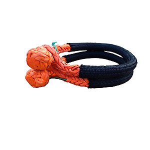 QIQU Car Towing Rope with Pair Soft Shackle to Replace Tow Strap for ATV UTV Car Vehicle Recovery Towing (Orange, 1/2inch*20ft)