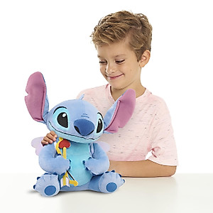 Disney Valentine’s Stitch Large 13-inch Plush Stuffed Animal, Valentine's Gifts, Blue, Alien, Officially Licensed Kids Toys for Ages 3 Up by Just Play