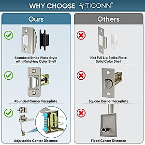 TICONN Front Door Handle Set, Heavy Duty Square Door Lever & Single Cylinder Deadbolt Combo Reversible for Entrance Exterior Doors (Satin Nickel)