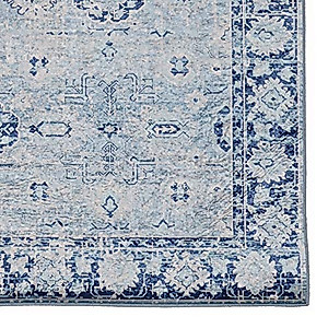 Honora Arcadia Blue/Ivory 5' x 7' Flat No Pile Area Rug by Linon