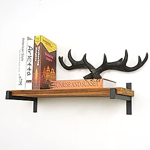 OVOV 2 Pcs Steel Heavy Duty Shelf Brackets Wall Mounted Industrial Metal Shelf Supports Matte Black 12 Inches