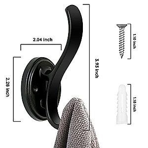 jmaisiu Wall Hooks 5 Pack, Coat Hooks Wall Mounted, Black Modern Metal Hooks Heavy Duty Robe Hook Hat Rack, Space Aluminum Alloy Coat Hanger for Hanging Hat, Towel, Bag, Rope