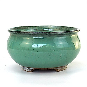 Summer Impressions 7 Inch Glazed Terracotta Plant Pot Round Ceramic Succulent Planter Pot with Drainage and Saucer Cactus Clay Pot Bonsai Pot