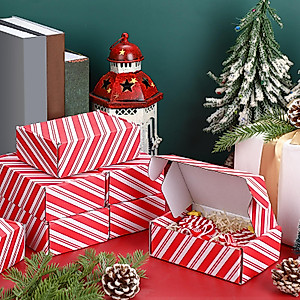 Tenceur 24 Pcs Christmas Gift Box with Lid 6 x 4 x 2 Inch Small Corrugated Cardboard paper Boxes Small Business Gift Packaging Mailing Supplies Recyclable Mailer Box, Red White Striped