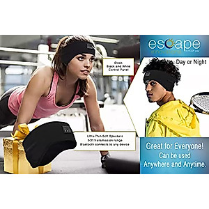 escape innovations Sleep & Fitness Headphones, Wireless Bluetooth Music Headband, Ultra-Thin HD Speakers, Free Charging Cable, Sports, Sleep Mask, Jogging, Walking, Workout, Travel & Meditation.