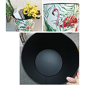 Wansan Iron and Leather Round Large Household Trash Can, Creative Can Without Lid,Suitable for Cans in Bathrooms, Kitchens, Home Offices, Bedrooms, Offices-10L Palm Tree Green Leaf 21*26cm