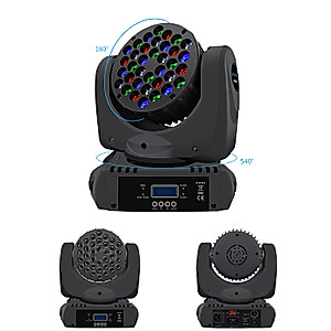 BETOPPER Stage Lights, 36x3W LED Wash Lights RGBW, DMX/Sound Activated DJ Lights, Moving Head Lights for DJ Show, Bar, KTV, Disco, Party Lighting