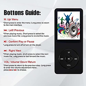 MP3 Player 32GB, IMKAVERY Music Player for Kids with Earphone and Lanyard, Built-in Speaker/Photo/Video Play/FM Radio/Voice Recorder/E-Book Reader, Supports up to 128GB, Black