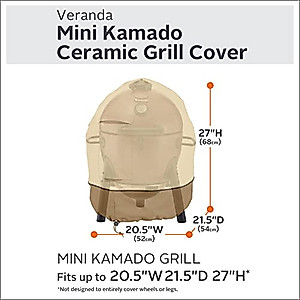 Kamado Joe KJ13RH Joe Jr. 13.5 inch Portable Charcoal Grill with Cast Iron Cart and Heat Deflectors, Blaze Red & Classic Accessories Veranda Water-Resistant 21 Inch Kamado Mini Ceramic BBQ Grill Cover