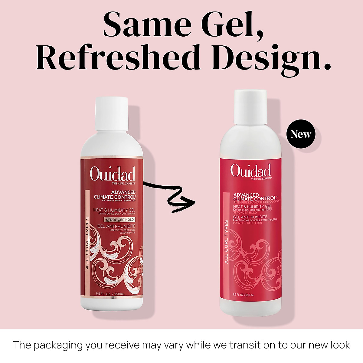 Ouidad Advanced Climate Control Heat & Humidity Stronger Hold Gel Travel Size - 8.5 fl oz, Anti-Frizz Nano Technology, Styling Gel, Prevents Flyaways & Frizz, Crunch-free Hold, For All Curl Types