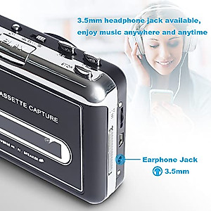 Updated Cassette Player with Speaker-Portable Cassette Tape to MP3 Converter- Convert Tapes to Digital Format via USB, Compatible with Mac Laptops & Personal Computers