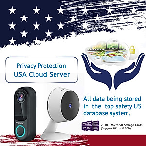 LaView Security Cameras Outdoor Video doorbell Wired with Home Security Cameras Bundle Include 32 GB SD Card Two-Way Audio, Night Vision,WiFi Home Indoor for Baby/pet,Alexa, USA Cloud Service