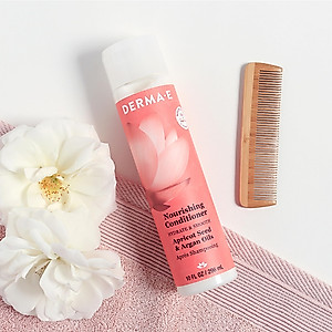 Derma E Nourishing Conditioner with Apricot & Argan Oil – Sulfate Free Frizz Control Conditioner – Color Care Hair Product for Strength and Shine, 10 oz