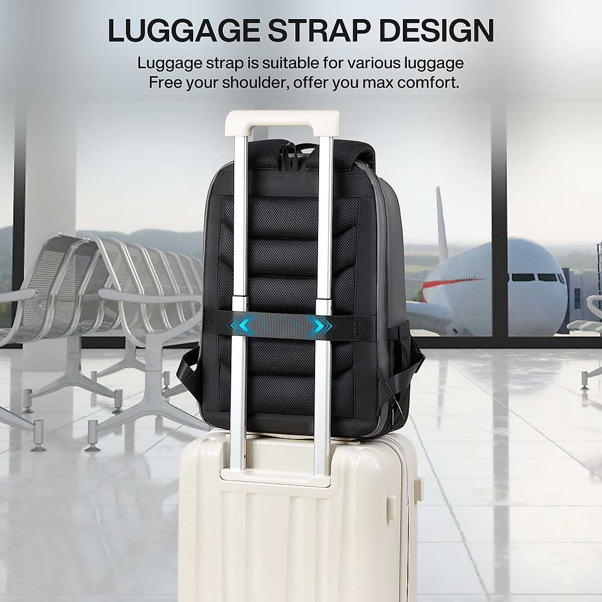 Hanke Carry on Backpack Toiletry Travel Laptop Backpack for Men & Women, Durable Rucksack Weekender Bag Daypack(Mineral Grey)