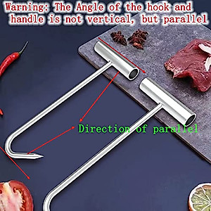 OK5STAR 12 Inch Long Stainless Steel Meat Hook 2 PCS, T Shaped Handle Hay Hooks Boning Hooks for Butcher Kitchen Restaurant Tool BBQ Accessories