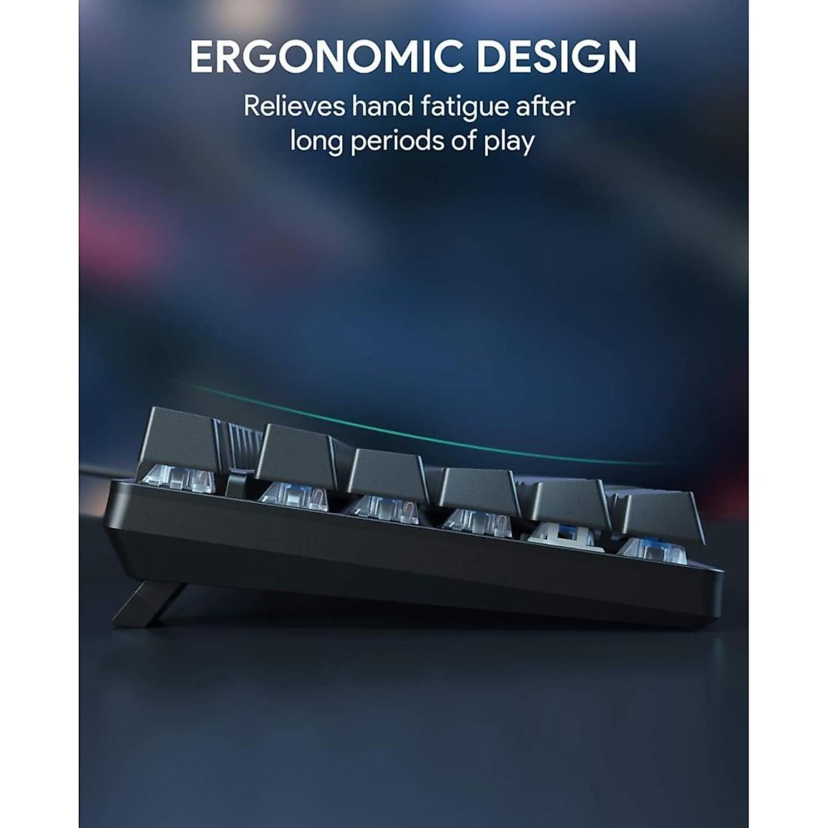 Mechanical Gaming Keyboard with Clicky Blue Switches & LED Backlight, 104-Key Anti-Ghosting Wired Mechanical Keyboard with Macro Recording & Ergonomic Design for PC and Laptop KM-G16