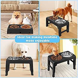 URPOWER Raised Slow Feeder Dog Bowls 4 Height Adjustable Elevated with Stainless Steel Water Bowl and Non-Slip Food Stand for Small Medium Large Dogs Pets