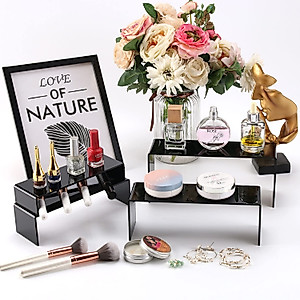 A+ DESIGN Acrylic Display Risers Suitable for Cupcake Retail Shoe Showcase Jewelry Funko Pop Figures (Black 4 Pack Set)