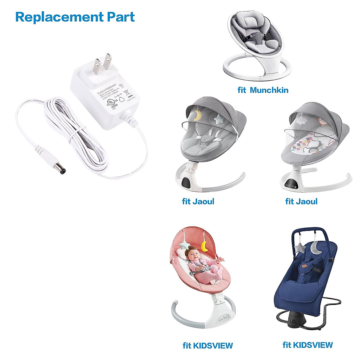 5V Cord for Baby Swing Compatible with Graco,Munchkin,Kmaier,Jaoul,Larex,Babybond,Bellababy,Kidsview,Ezebaby,Napei,Gopanda,Ixdregan Swing,Wall AC Power Adapter Replacement for SSA-5WVI-05