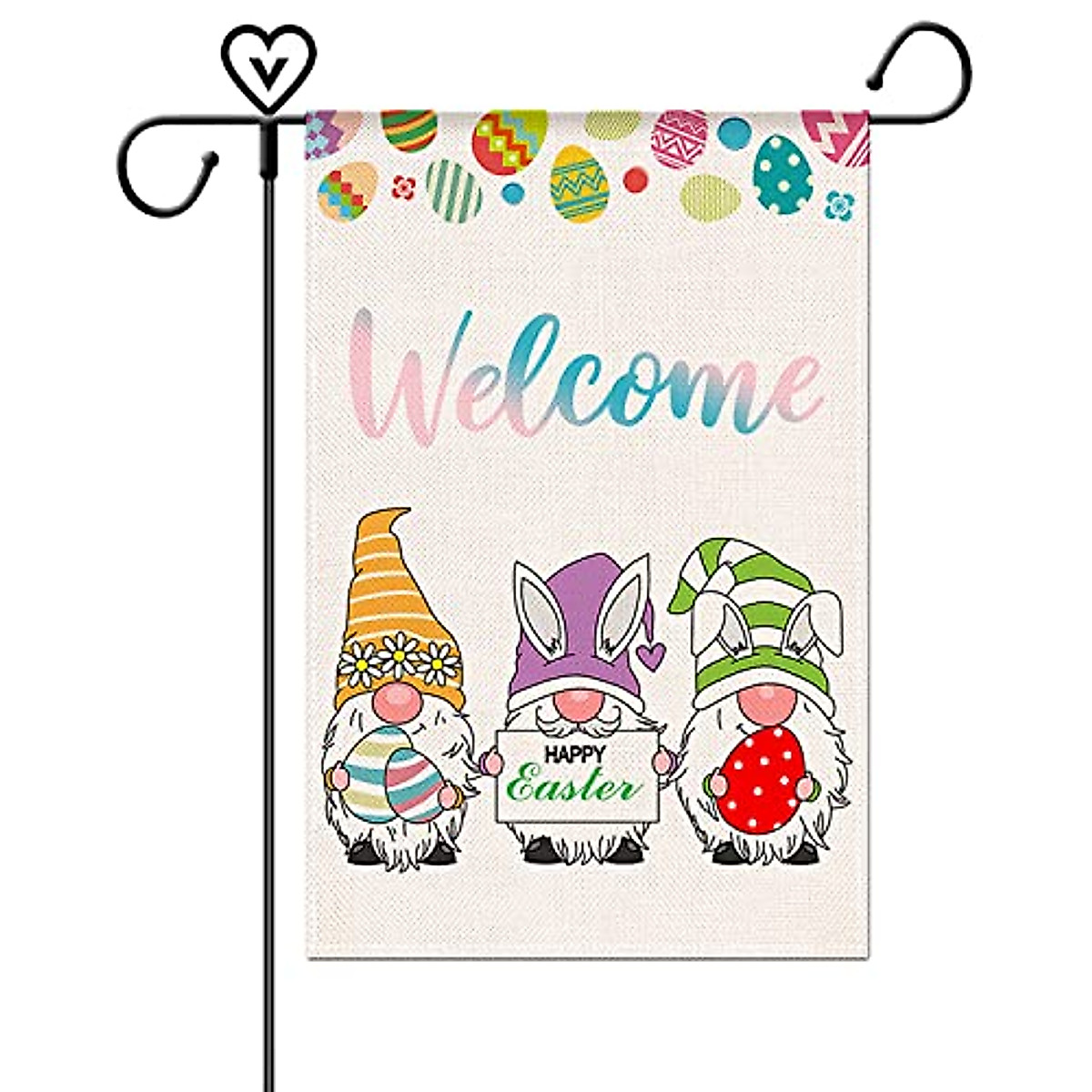 THYMEIF Welcome Gnomes Garden Flag Easter Flag Vertical Double Sized Premium Spring Bunny Yard Flags for Home Outdoor Decorations 12.5 x 18.7 Inch