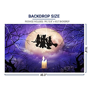 Allenjoy Magic Awakened Witches Backdrop for Halloween Kids Full Moon Night Candle I Smell Children Costume Birthday Baby Shower Party Supplies Decoration Banner Photo Booth Props Background