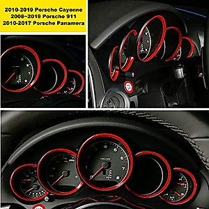 GTINTHEBOX 5 Pcs Red Interior Dashboard Edge Trim Cover Ring for 2010-2016 Porsche Cayenne, 2008-2019 Porsche 911, 2010-2016 Porsche Panamera