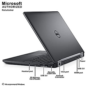 Dell Latitude E5570 15.6in Laptop, Core i5-6300U 2.4GHz, 8GB Ram, 256GB SSD, Windows 10 Pro 64bit (Renewed)