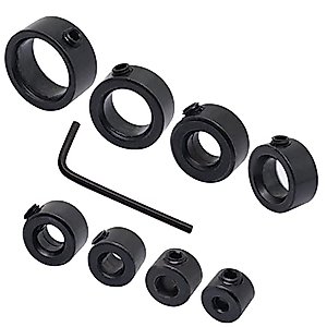 GDFYMI Drill Stop Bit Collar Set, Adjustable Drill Bit Depth Stop Collar Limit Ring with Allen Wrench, 1/8", 5/32", 3/16", 1/4", 5/16", 3/8", 1/2" and 5/8-Inch (9 Pcs, 3-16mm)