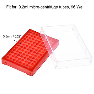 uxcell Centrifuge Tube Rack Storage Box, 96-Well 5.5mm Hole Dia Polypropylene Holder for 0.2ml Microcentrifuge Tubes Vials Samples, Blue Yellow Red 3in1 Set