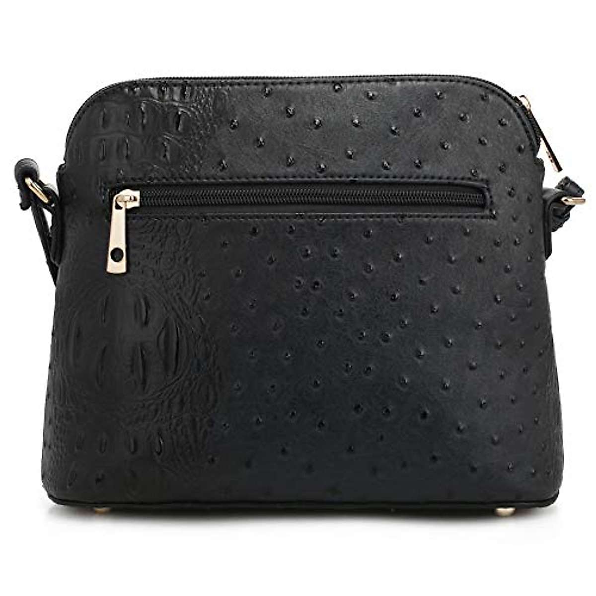 SG SUGU Crocodile Pattern Lightweight Medium Dome Crossbody Bag Shoulder Bag with Tassel | Black