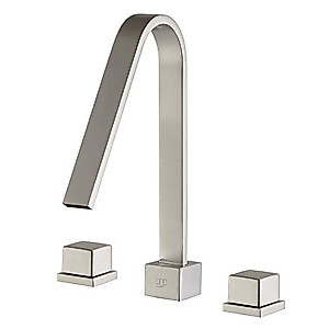 POP SANITARYWARE Roman Tub Faucet Brushed Nickel 2 Handle Deck Mounted Bathtub Faucet with Waterfall Spout for High Flow Rate, Include Valve and Trim Kit