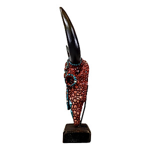 Ebros Gift 18" High Large Western Southwest Steer Bison Buffalo Bull Cow Skull Head with Red Fire Stones Turquoise Beads and Cross Design Desktop Sculpture Native Indian Sacred Skulls